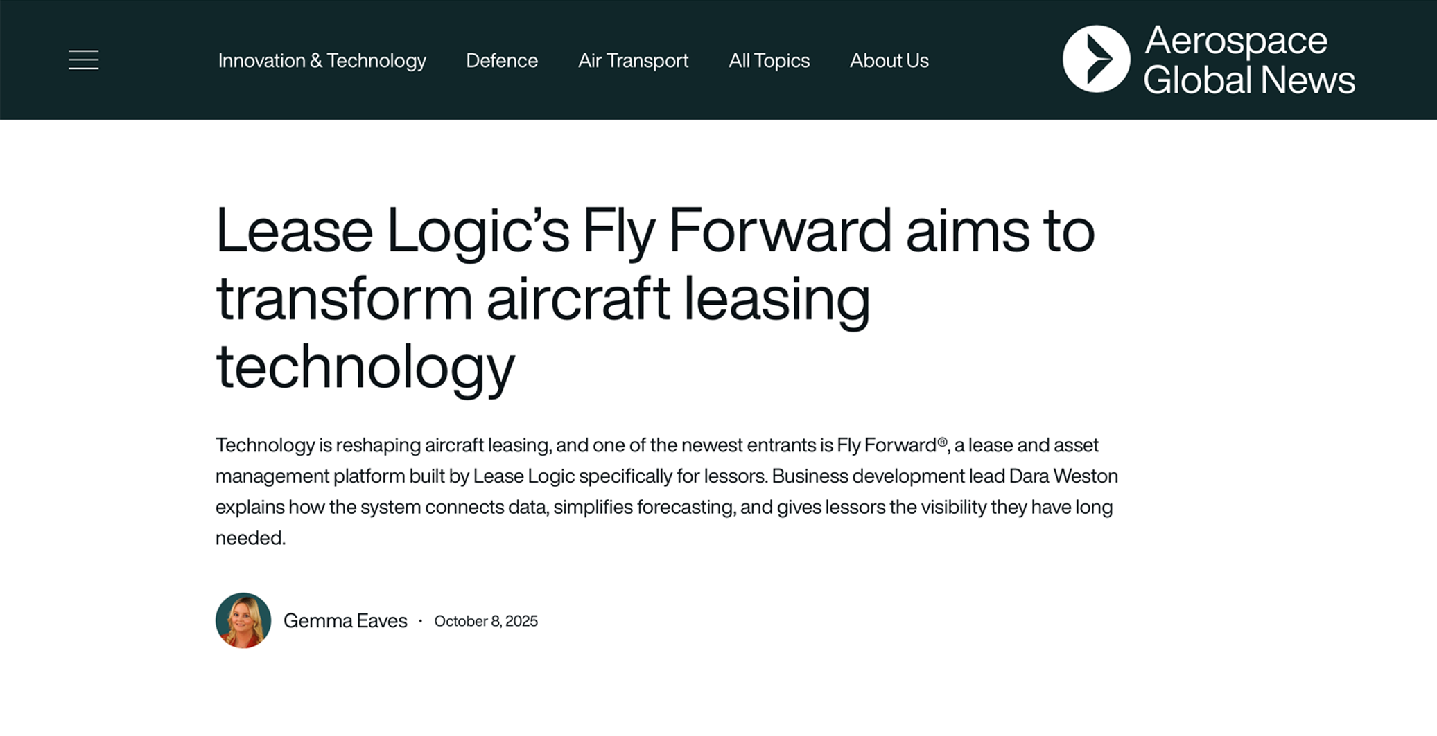 Lease Logic’s Fly Forward aims to transform aircraft leasing technology ...